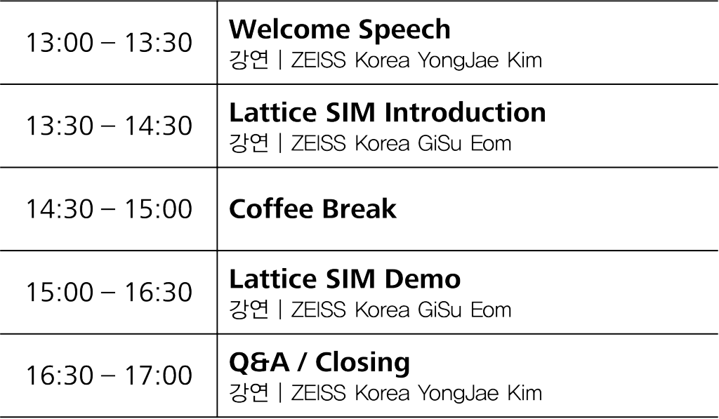 ZEISS Lattice SIM 런칭 워크샵